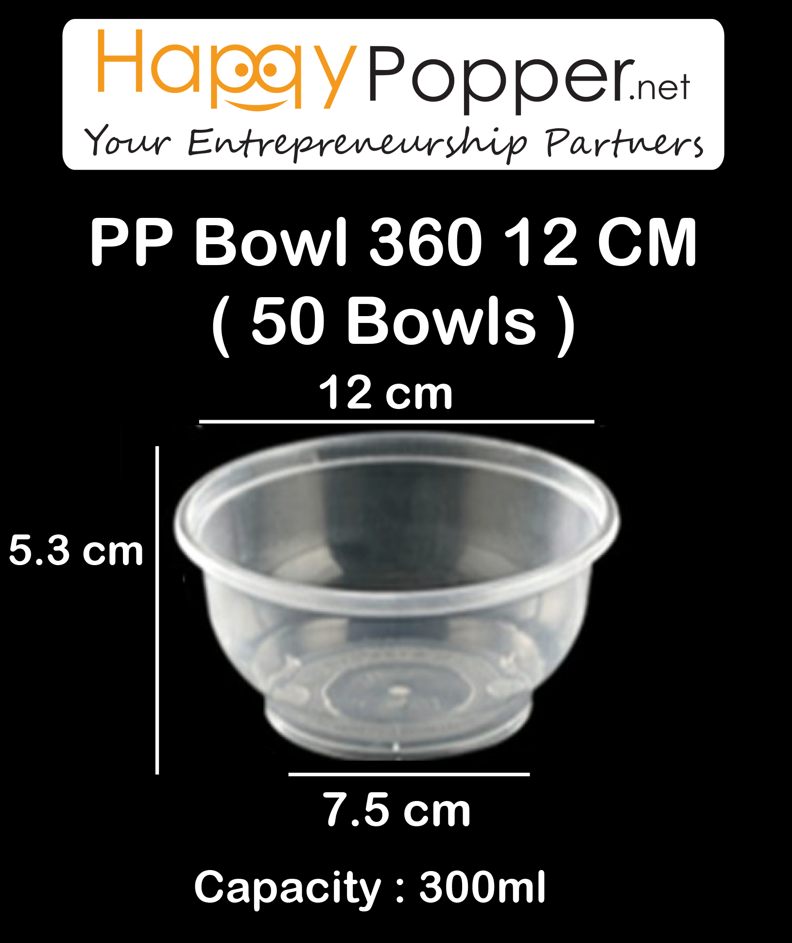PP Bowl 360 12 cm ( 50pcs/Roll ) CS-T0009 PP材质塑料碗