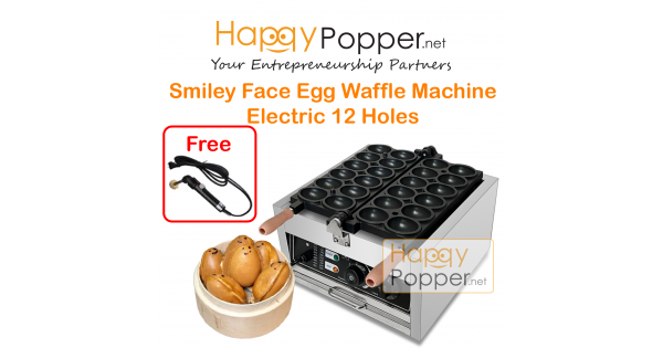 Smiley Face Egg Waffle Maker Machine ( Electric ) ( 12 Holes ) EW-M0004 ...