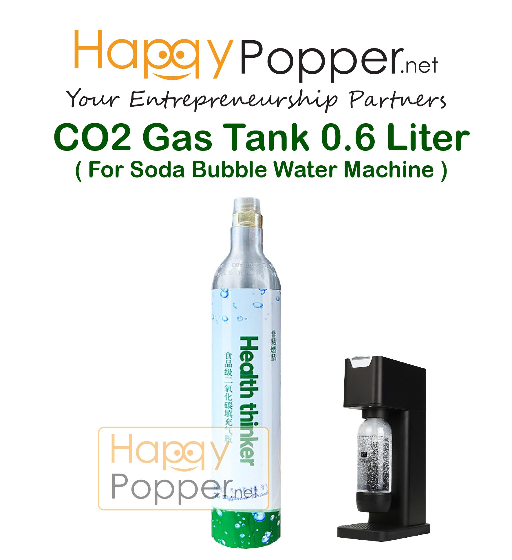 CO2 Gas Tank 0.6 Liter ( For Soda Bubble Water Machine ) BW-T0001 苏打水气瓶 ...
