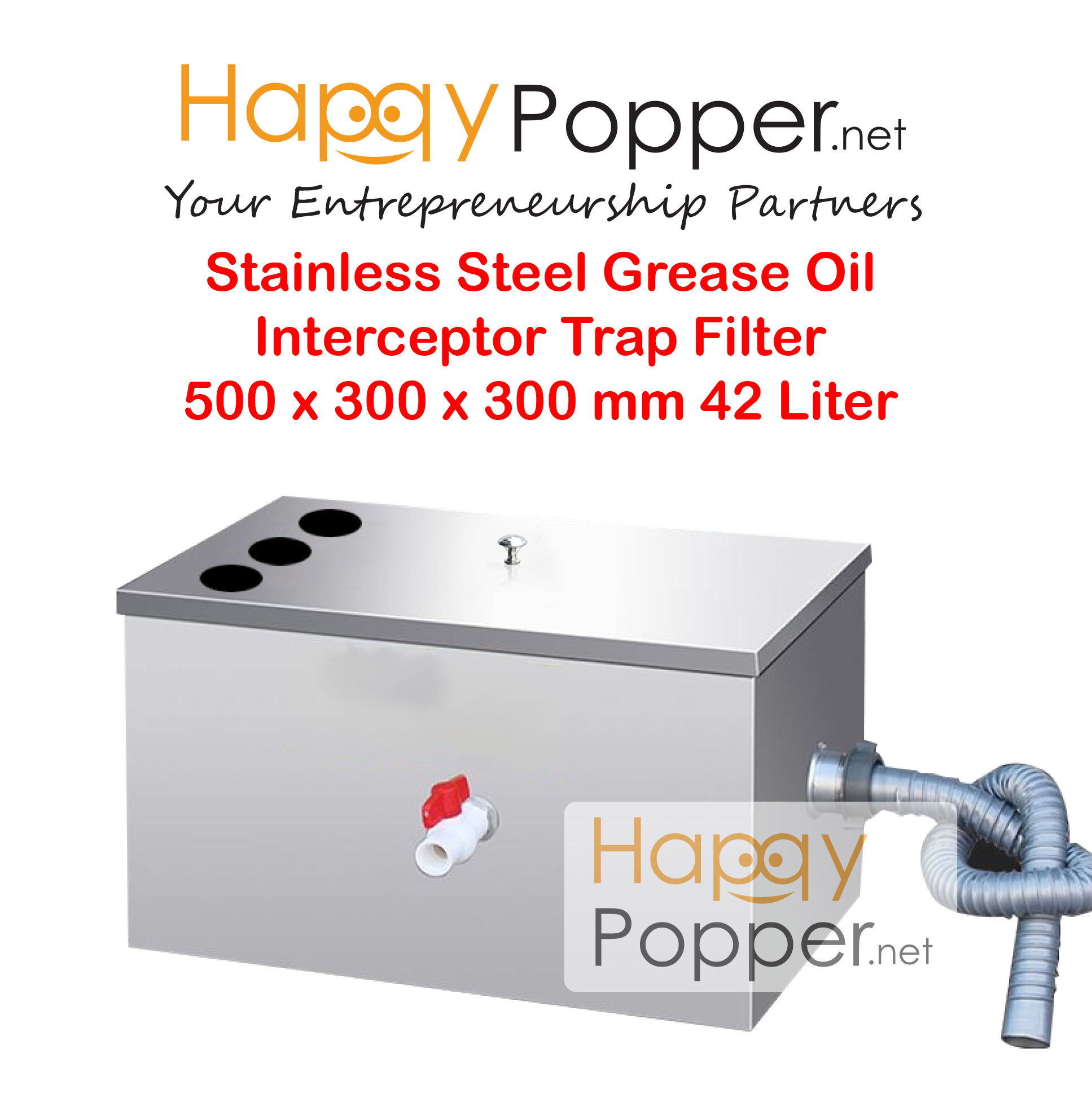 Grease Oil Interceptor Trap Filter 500 x 300 x 300 mm 42 Liter GT-M0003 ...