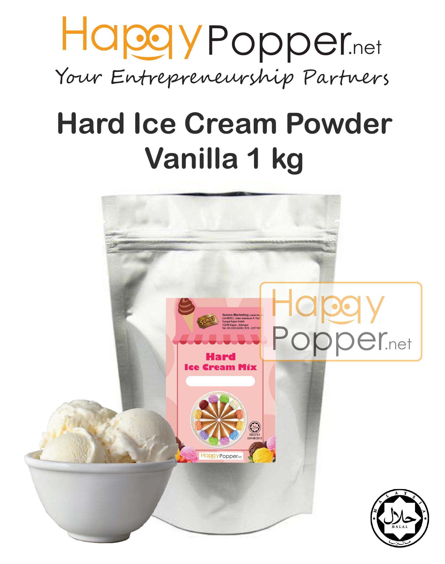 Hard Ice Cream Powder 1 kg ( Vanilla ) ( 20/Ctn ) IC-P0013 香草口味硬质冰淇淋粉1公斤