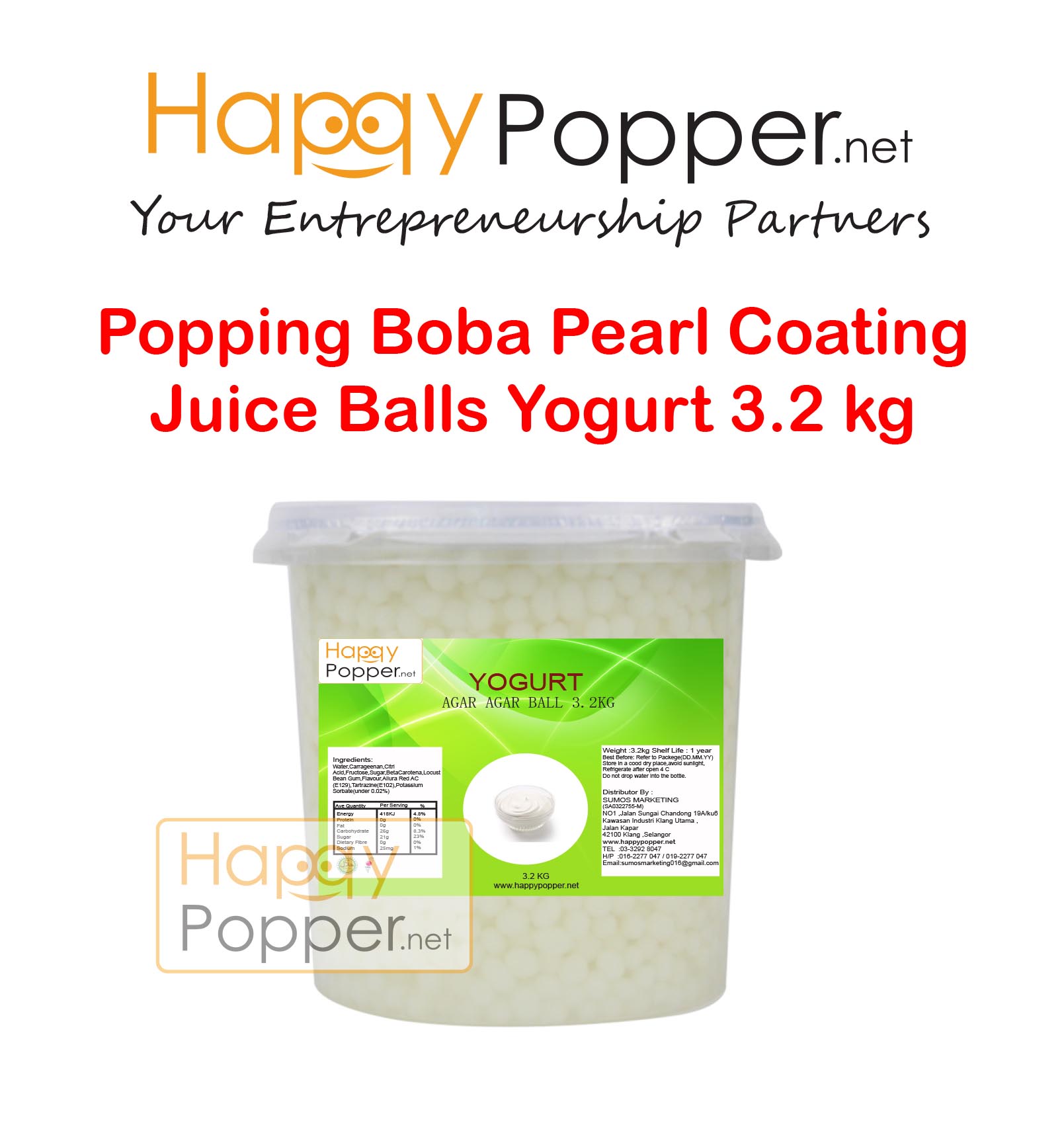 Popping Boba Pearl Coating Juice Balls Yogurt 3.2kg ( 4/Ctn ) BT-J0002 ...