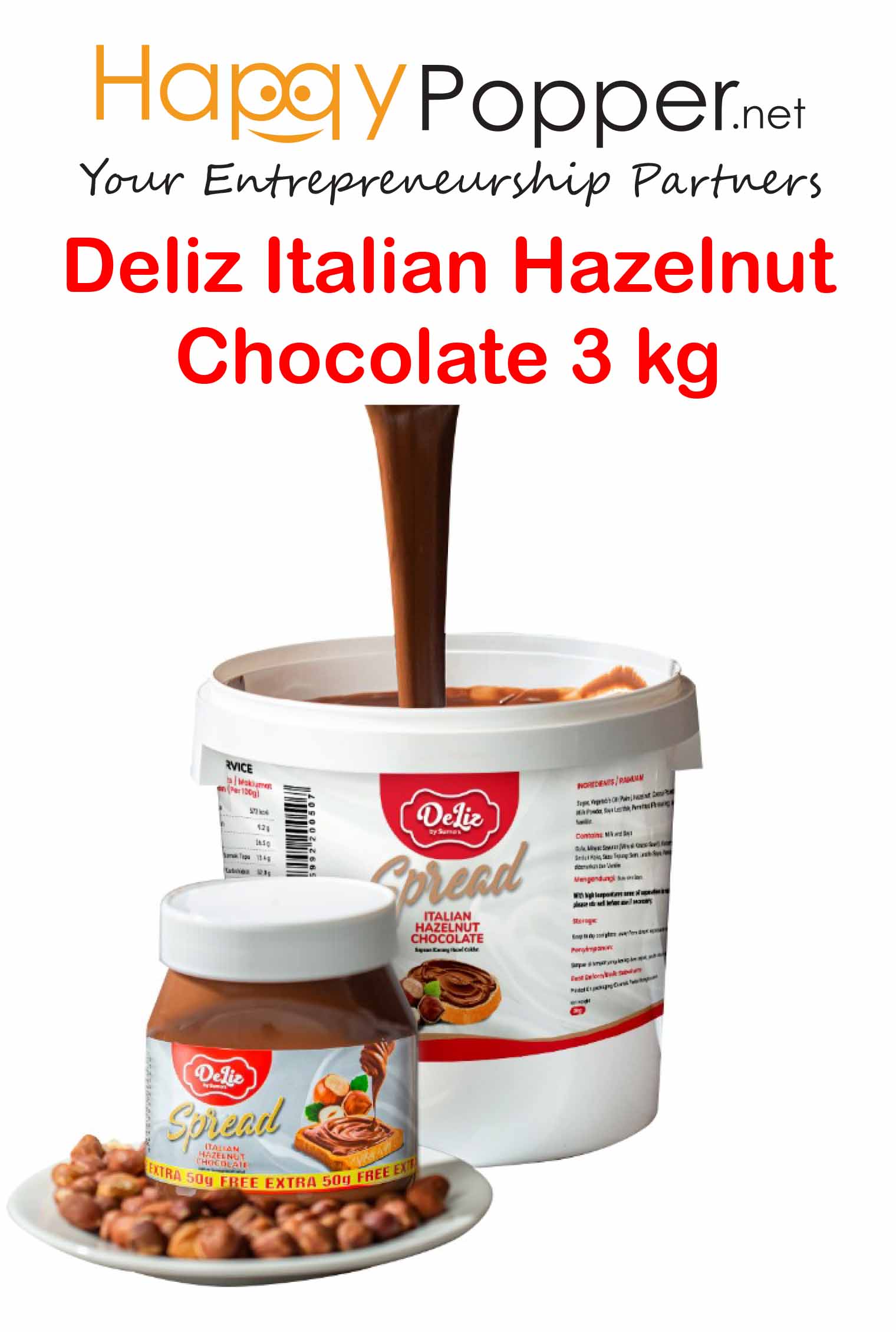 Hazelnut Chocolate Spread ( Deliz Italian ) 3kg ( 4/Ctn ) 意大利榛子巧克力抹醬3公斤