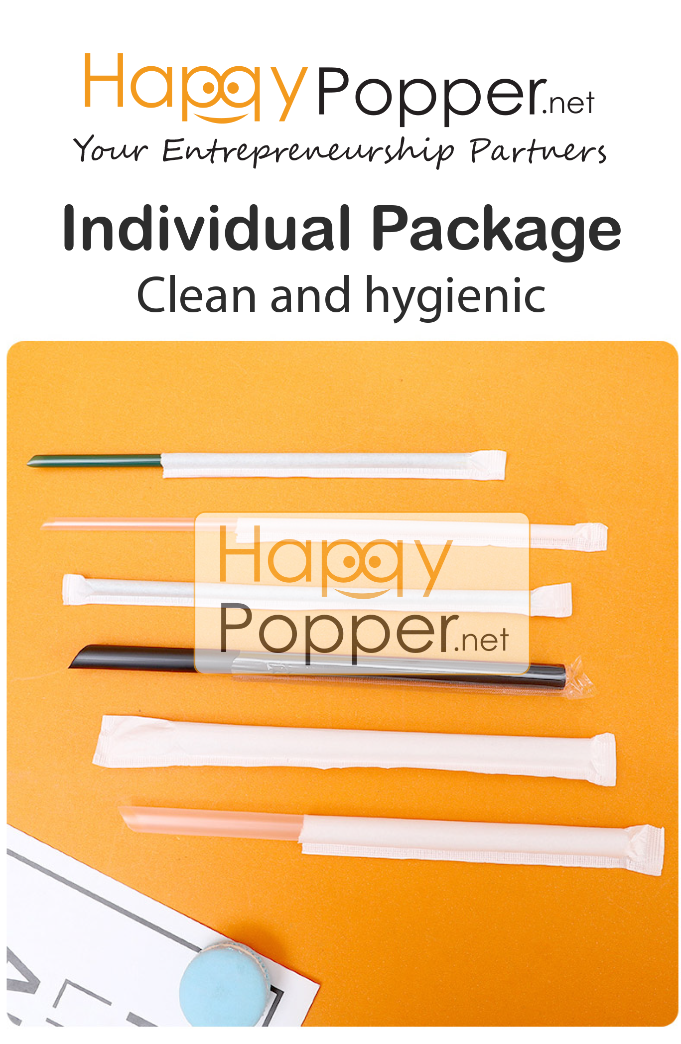 Giant Straw 1.2 cm (Sharp) Individual Pack ( Black ) 50pcs/Pkt ( 80pkt ...