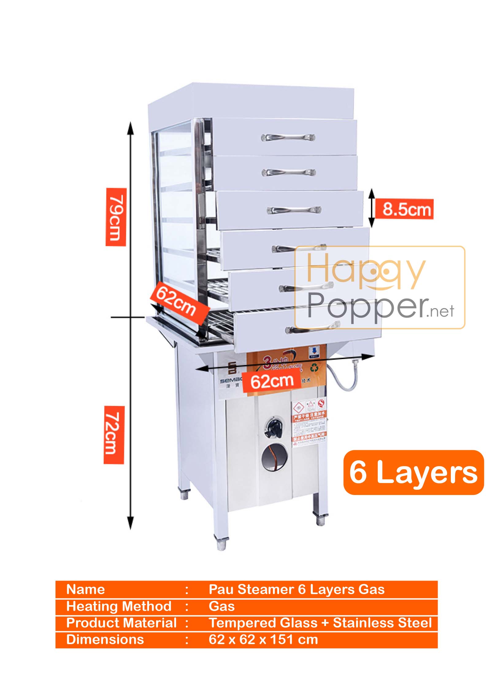 Pau Steamer 5 Layer ( Gas ) SM-M0006 燃气5层蒸包机