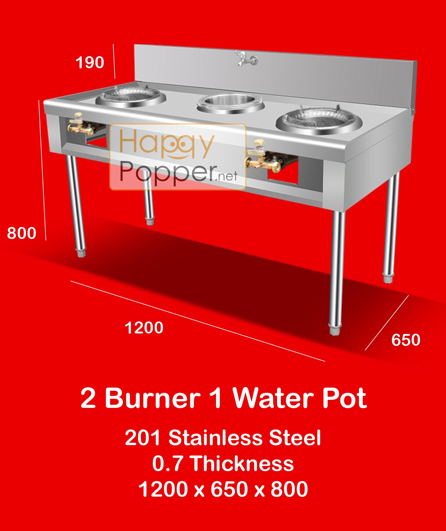 Stainless Steel Kwali Rance 2 Burner 1 Water Pot 201 ( High Pressure ...