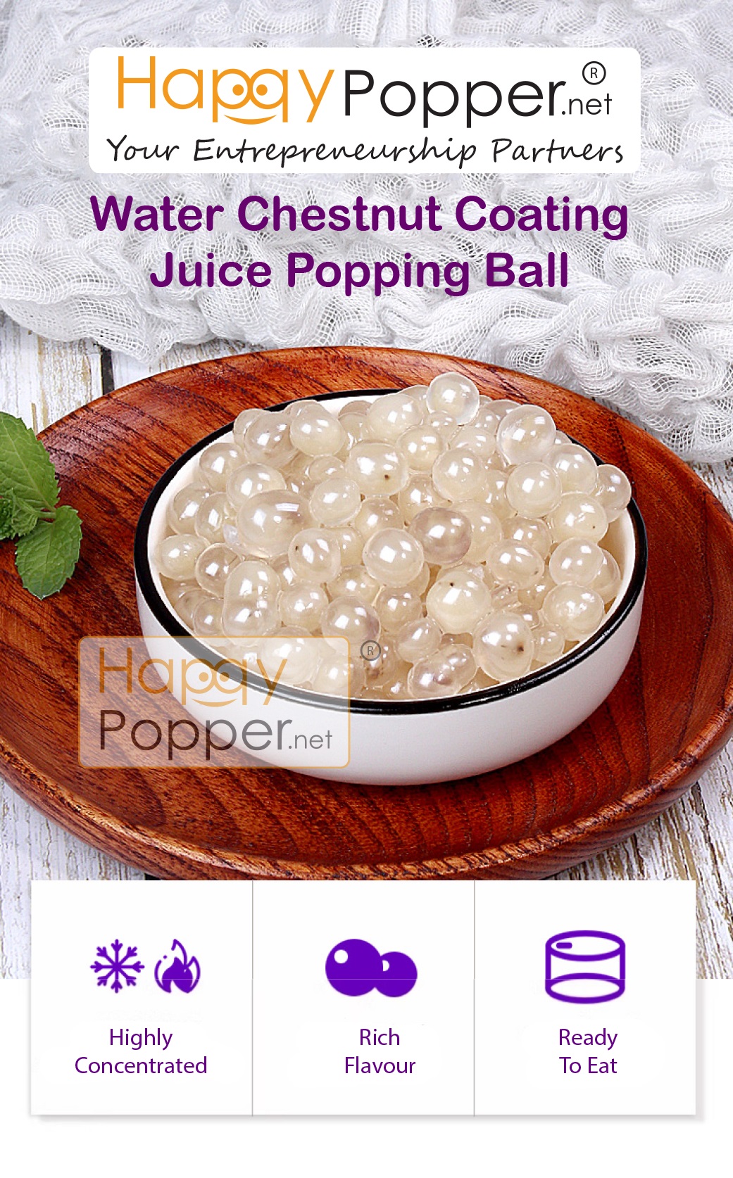Popping Boba Pearl Coating Juice Ball Water Chestnut 850g BT-J0027 (12 ...